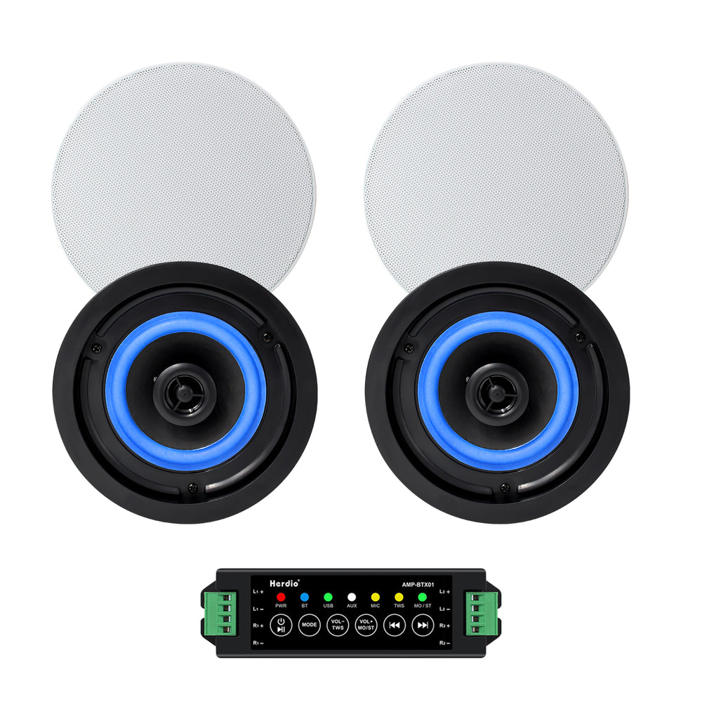 Herdio 4" Bluetooth Ceiling Speakers 320W 4-Pack | Wireless Home Audio ...