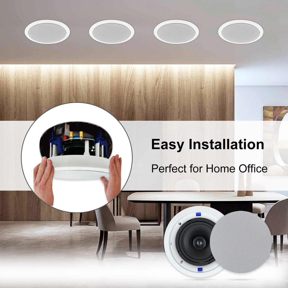 Herdio 6.5" In-Ceiling Bluetooth Speakers 640 Watts Wired Sound System